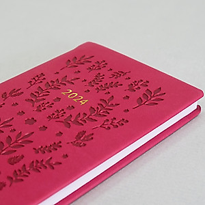 Letts of London Woodland Weekly Planner, 12 Months, January to December, 2024, Pocket Size, 5.875" x 3.125", Multilingual, Pink (C082174-24)
