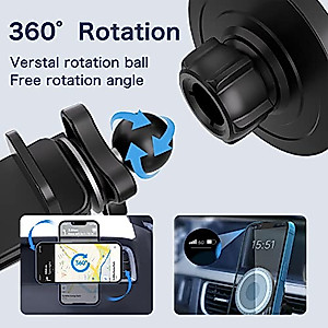 UIBI Magsafe Car Mount, Magnetic Car Phone Holder [20 Strong Magnets] with Clip 360° Rotation Air Vent Cell Phone Mount Fit for Magsafe iPhone 14 13 12 Pro Max Mini MagSafe Case