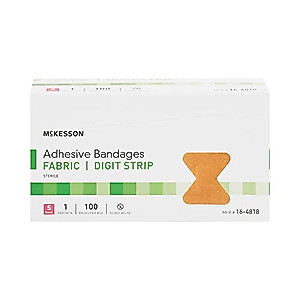 McKesson Adhesive Bandages, Sterile Fabric Digit Fingertip, Tan, 1.7 in x 2 in, 100 Count, 1 Pack