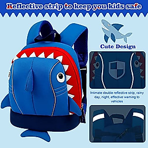 yisibo Kids Backpack with Safety Leash,Anti-lost Children Toddler Backpack for Boys Girls Baby (Shark With Safety Leash(1-6 Years))