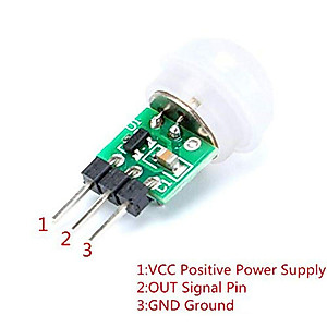 DAOKI 5PACK IR Human Sensor AM312 Mini Detector Module HC-SR312 Pyroelectric Infrared PIR Motion Automatic Detector DC 2.7 to 12V for Arduino 2 A1U2 with Dupont Wire