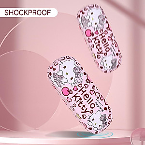 PERFECTSIGHT Hard Shell Eyeglasses Case, Floral Protective Glasses Case, Fabric or PU Leather Eyeglass Case for Women Girls (Kitty)