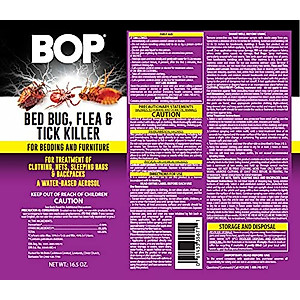 BOP Bed Bug, Flea and Tick Killer, 16.5 oz, Easy to Use Pest Control Spray, Kills Bugs On Contact and Keeps Your Home Insect Free, Indoor/Outdoor Use for Quick Results