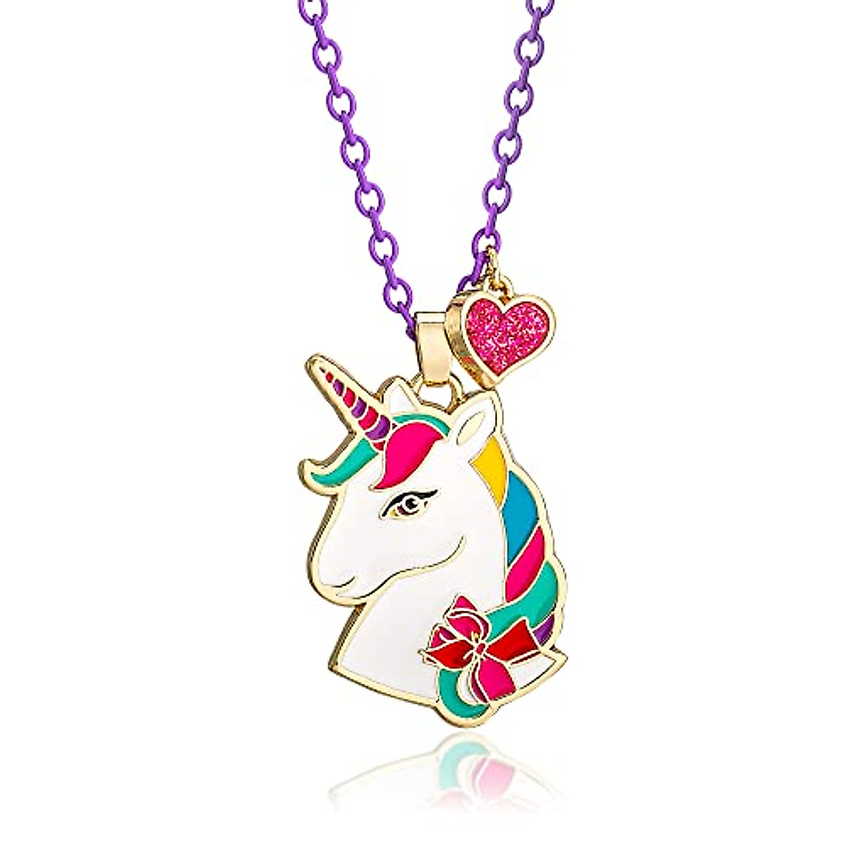 Jojo Siwa Unicorn with Heart Charm Pendant Necklace, 16"+3", Multi, Medium (NH00674YL-16)