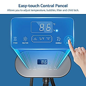 LIFERECORD Inflatable Hot Tub Spa, Portable 4 Person Round Shape with 120 Bubble Jets and Heater Pump, Fits Up to Indoor & Outdoor, Black