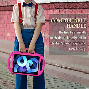 eTopxizu Kids Case for iPad Air 5th Generation 2022/iPad Air 4th Generation 2020, 10.9" iPad Air 5/4 Shockproof Handle Stand Case with Shoulder Strap for iPad Air 5th/4th Gen 10.9/Pro 11, Rose Pink