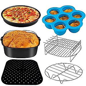 Air Fryer Accessories 5,5L Square, Air Fryer Accessories 5,5 Litre XXL Utensils Mold Accessories Suitable for COSORI Ninja CECOTEC INNSKY Philips 5,5L 6L 6,2L Air Fryer (5.5L Square 6 PCS)