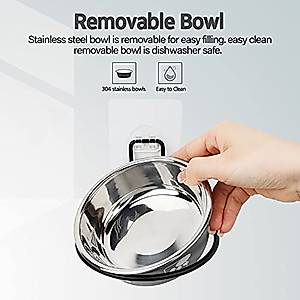 Torlam Elevated Cat Bowls, Wall Mounted Cat Food Dish, Raised Cat Food and Water Bowls, Stainless Steel Elevated Pet Bowls with Stand, Nonslip No Spill Pet Feeding Bowls (2 Packs) (Grey)