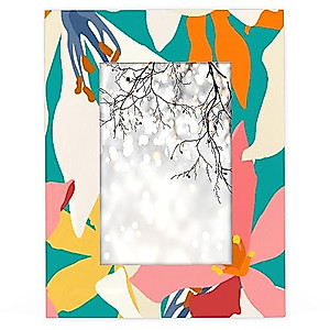 Yzrwebo Tropical Flowers 5x7 Picture Frame Colourful Flower Wood Photo Frames High Transparent Horizontal and Vertical Tabletop Display or Wall Mounting for Family Home Gallery Office