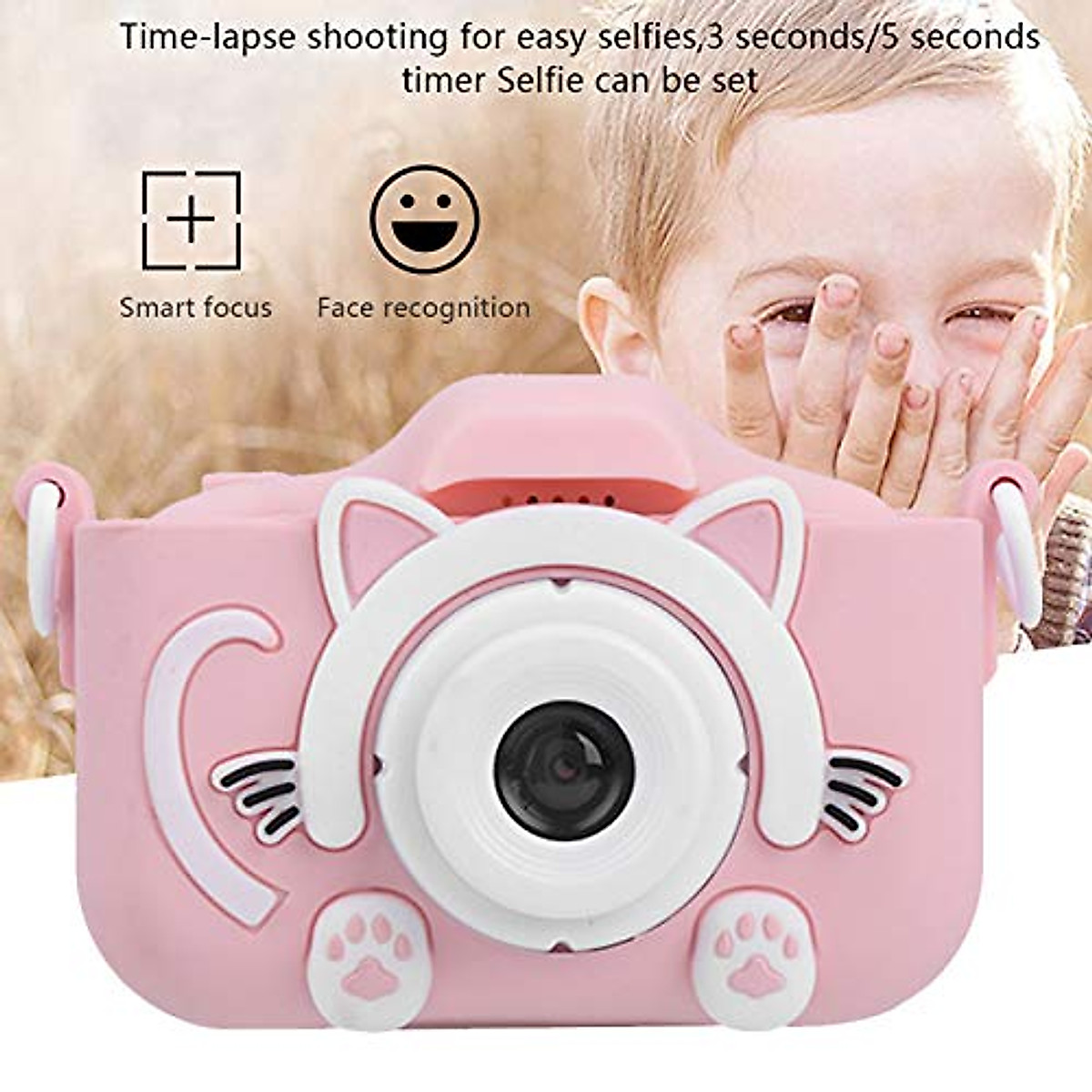 Children Camera, 2400W Pixels Durable ABS Practical Digital Children Camera, for Children Kids(Pink, Pisa Leaning Tower Type)