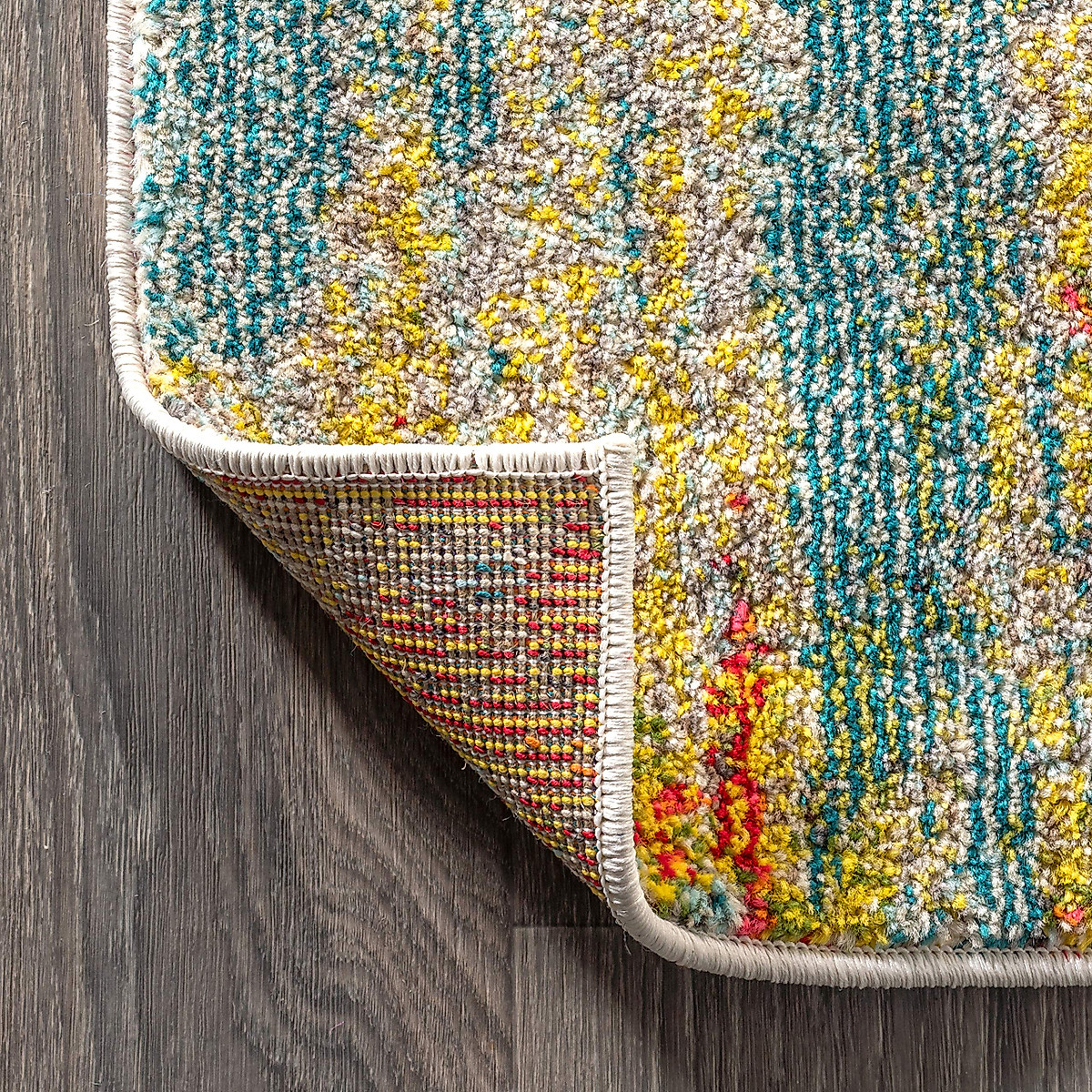 JONATHAN Y CTP106B-4 Contemporary POP Modern Abstract Vintage Waterfall Blue/Cream/Yellow 4 ft. x 6 ft. Area-Rug, Bohemian,Easy-Cleaning,ForBedroom,Kitchen,LivingRoom, Non Shedding