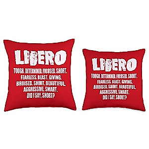Volleybragswag Volleyball Player Gift Ideas Libero Tough. Determined. Focused. Short. Fearless. Beast. Throw Pillow, 16x16, Multicolor