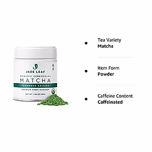Jade Leaf Matcha Organic Green Tea Powder, Ceremonial Grade, Teahouse Edition Premium First Harvest - Authentically Japanese (1.06 Ounce Tin)