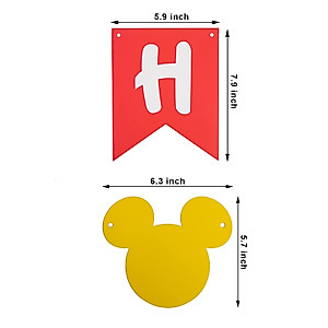 CHuangQi Colorful Happy Birthday Banner with Mickey Style Bunting, Mickey-themed Birthday Party Supplies