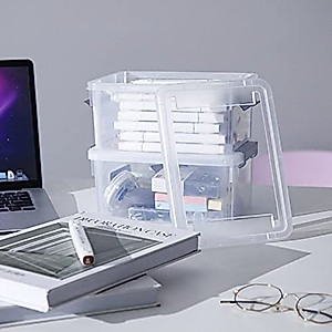 Citylife 6 Packs Small Storage Bins with Lids 3.2 QT Plastic Storage Containers for Organizing Stackable Clear Storage Boxes