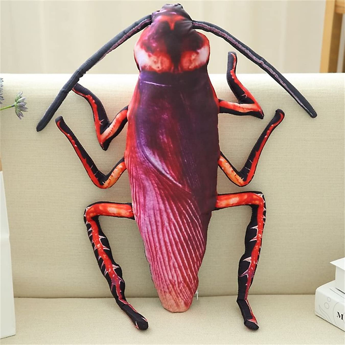 The Flash Store 21.5 in Creative 3D Cockroach Plush Pillow Realistic Cockroach Stuffed Animal Toy Funny Home Sofa Car Decoration Party Favors Throw Pillow (55 cm)