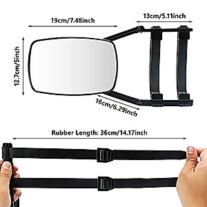 Lifronkit Universal Clip-on Towing Mirrors Extended Mirrors for Towing 360 Degree Rotation Adjustable Towing Mirror, Black, 2 Pieces