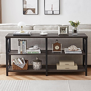 LVB Industrial Entryway Table and Nightstand Set of 2 for Home Living Room,Dark Grey