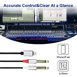 Enbiawit Lightning to Dual 6.35mm Mono Stereo Y-Cable Splitter Lightning to Dual 1/4 inch Audio Cable Compatible for iPhone14/13/12/11/X/XS/XR/8/7/iPad,Amplifier, Speaker, Headphone, Mixing Console