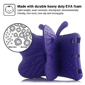 Simicoo iPad 9 8 7 10.2 iPad Air3 iPad Pro 10.5 EVA Butterfly Case for ipad 9 10.2 Kids case with Stand Light Shockproof Rugged Heavy Duty Kids Friendly Case for iPad 10.2 9th 8th 7th (Purple)