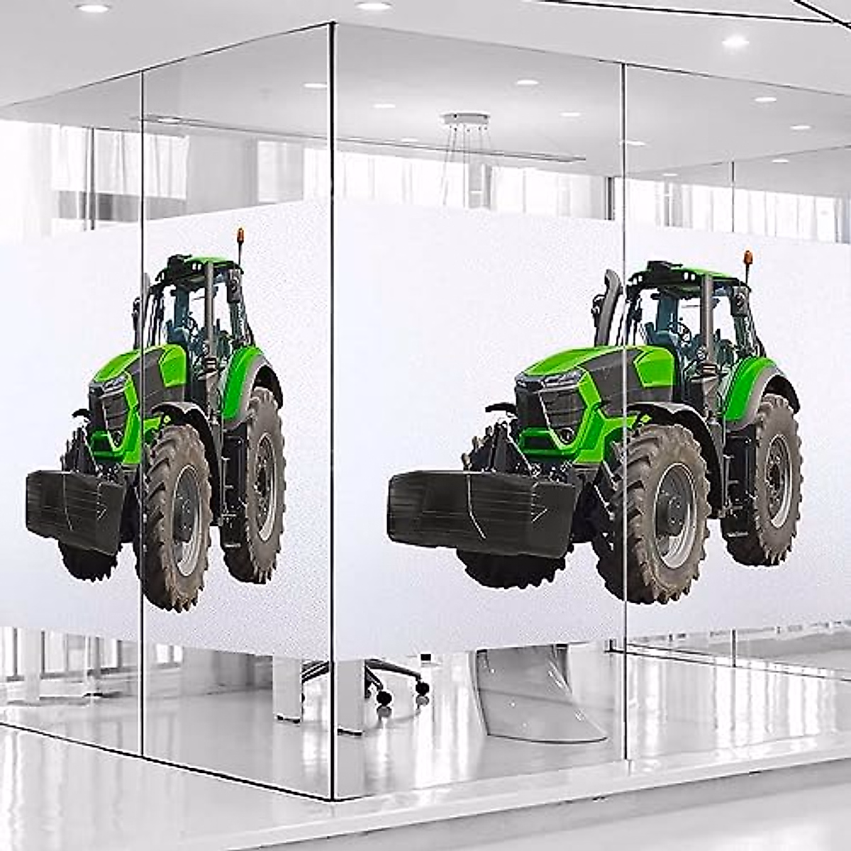 Green Grey Window Film Privacy Window Film Frosted Glass Film No Glue Static Cling Glass Film Window Sticker for Bathroom Bedroom Living Room Cars Giant Pickup Glass Films 27.6Wx47.2L-inch x2 Pcs