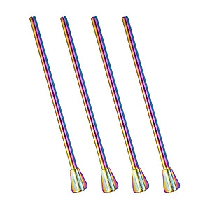 DOITOOL 4pcs Stainless Straws Smoothie Straw Drink Whisk Drink Stirrers Metal Drinking Straw Beverage Straws Reusable Bubble Tea Straw Cocktail Straw Blender Mixing Spoon Symphony Tumbler