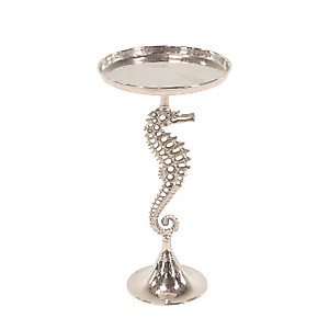 Deco 79 Coastal Aluminum Accent, Side Table 14" x 14" x 27", Silver