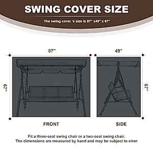 boyspringg Outdoor Swing Cover 3 Seater Waterproof, Patio Swing Cover 87x49x67 Inch, Porch Swing Cover for Outdoor Furniture, Durable Waterproof UV Resistant Weather Protector ( Black )