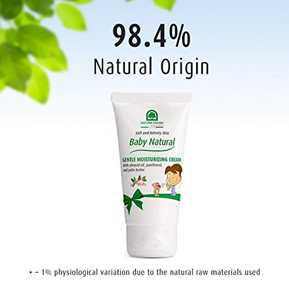 Natura House Baby Natural Gentle Moisturizing Cream - Light Scent – Baby Moisturizer with Shea Butter, Almond Oil, Palm Butter, Vitamins - Made in Italy – Hypoallergenic, Dermatologist Tested, 1.69 oz