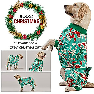Large Dog Christmas Pajamas for Dogs - Shirts for Big Dogs Xmas Holiday Costume Lightweight Pullover, Christmas Critters Aqua Prints Large Dog Pjs, Pitbull Clothes, Dog Onesie, Christmas Outfit Large