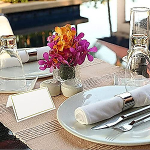 50 Pack Tent Cards with Gold Foil Border for Weddings, Banquets, Events, 2 x 3.5 Inches