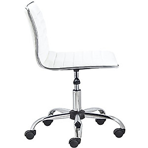 BTEXPERT BTExpert Swivel Mid Back Armless Ribbed Designer Task Chair Leather Soft Upholstery Office Chair - White
