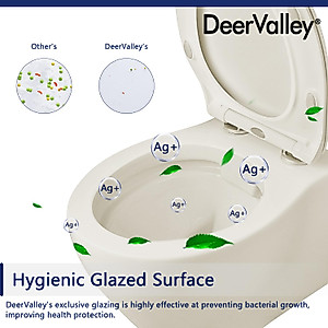 Deer Valley Wall Hung Toilet Combo Set, Wall Mounted Toilet, Concealed In-Wall Toilet Tank Carrier System, 1.1GPF/1.6 GPF Dual Flush, Push Buttons Included (Biscuit 14.4 * 17.3)