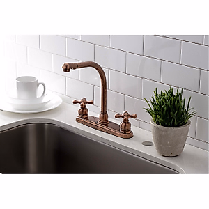 Kingston Brass KB716AXLS Victorian 8" Centerset Kitchen Faucet, Antique Copper