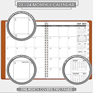 2023-2024 Monthly Planner - 18 Months Calendar/Planner with Faux Leather, 8.86" x 11.4", Jul.2023 - Dec.2024, 15 Notes Pages, Strong Twin - Wire Binding, Pocket, Monthly Tabs, Perfect Organizer