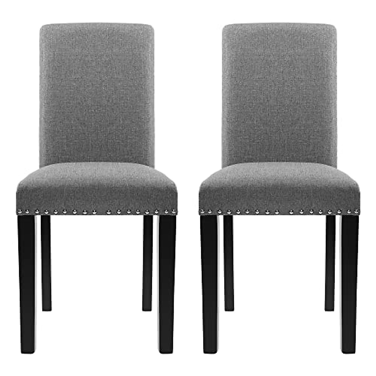 NOBPEINT Fabric Dining Chairs Upholstered Kitchen Chairs with Solid Wood Legs, Set of 2 (Gray)