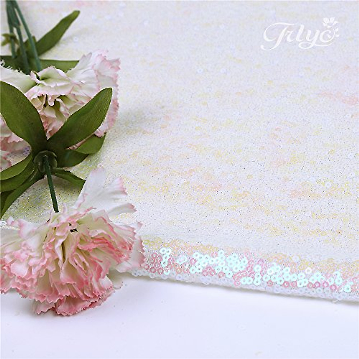 TRLYC 60 x 102-Inch Rectangular Sequin Tablecloth Iridescent for Wedding Party Christmas Day-Iridescent