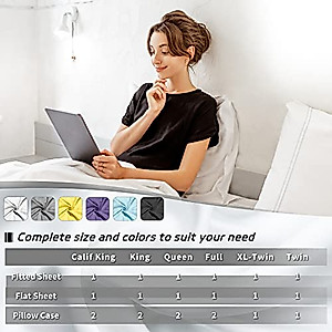 White Cal King Size Bed Sheet Set - 1800 Thread Count Deep Pocket to 21 inches Mattress 4 Piece - Premium Bedding Sheets & Pillowcases Collection - Extra Soft