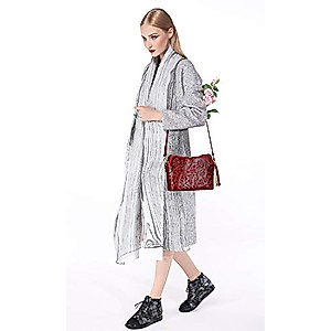 PIJUSHI Designer Leather Handbags for Women Ladies Floral Crossbody Shoulder Bags Clutch Purse (20093 Red)