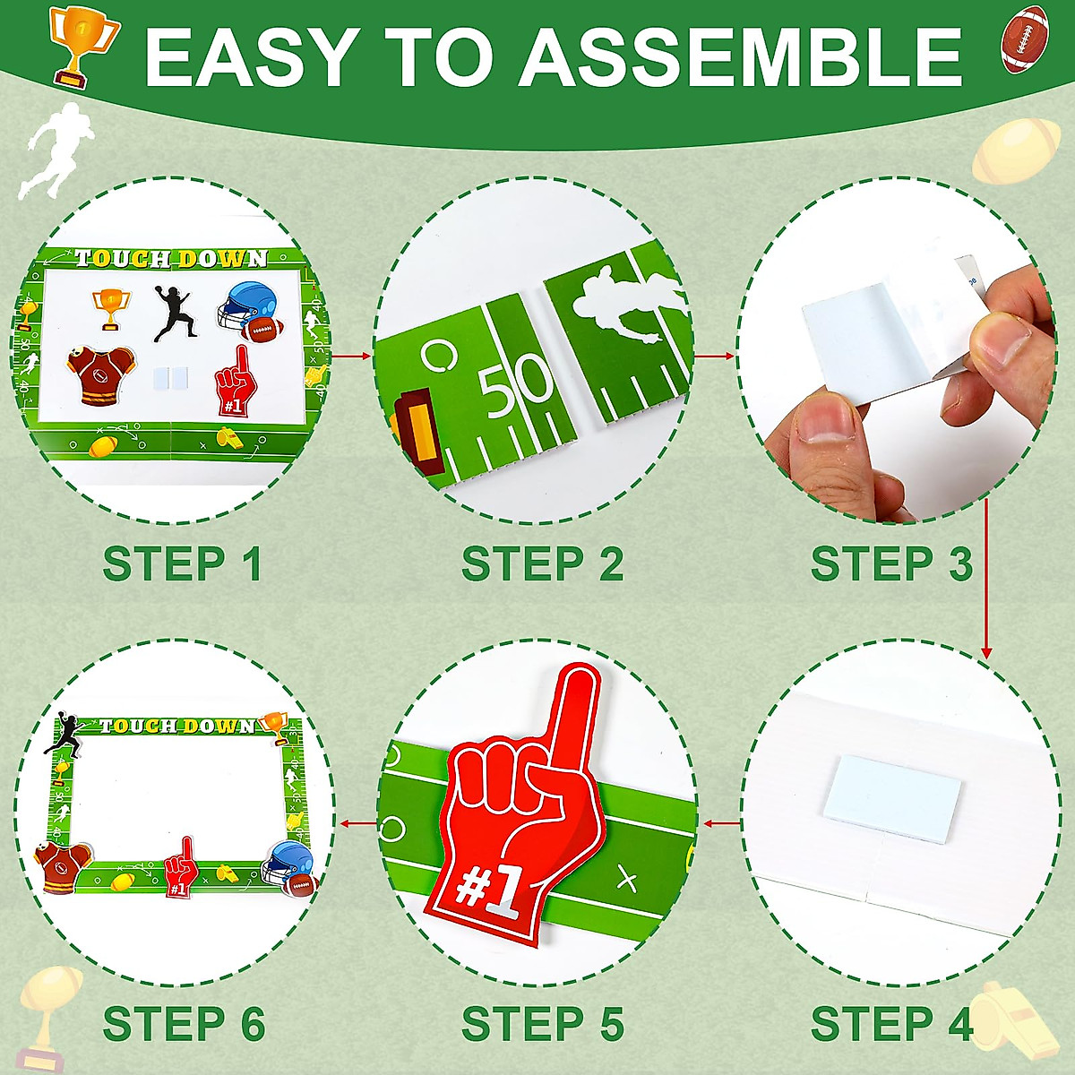 Football Photo Booth Prop Frame Decorations Sport Selfie Picture Frame for Sports Football Frenzy Game Time Tailgate Party Baby Shower Favors Supplies