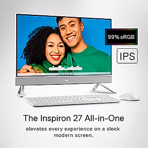 Dell Inspiron 27 7720 All in One Desktop - 27-inch FHD Display, Intel Core i5-1335U, 16GB DDR4 RAM, 512GB SSD, Intel Iris XE Graphics, Windows 11 Home, Services Included - White