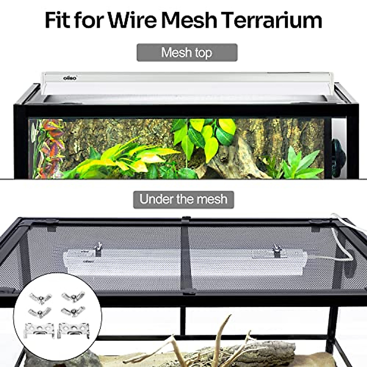 OIIBO T5 HO Reptile Light Fixture UVB Lighting Combo Kit Suit for Desert&Tropical Amphibians Reptiles Terrarium Lamp Hood Light Fixture Include 24W 12.0 UVB Bulb