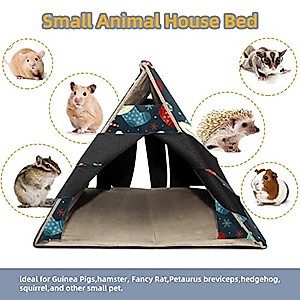 enheng Small Pet Hideout Flat-Design-Christmas-Background-with-Candies Hamster House Guinea Pig Playhouse for Dwarf Rabbits Hedgehogs Chinchillas