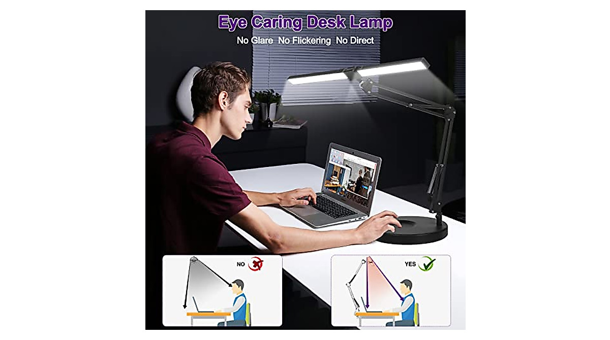 Brightest 24W Double Head LED Desk Lamp for Office & Reading