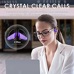 ROVIIS Wireless Earbuds Bluetooth 5.3 Earphones IPX7 Sport Earbuds for Running Workout Bass Stereo Headphones with Ear Hook Microphones Over Ear Earbuds for iPhone Android, Fast Pair