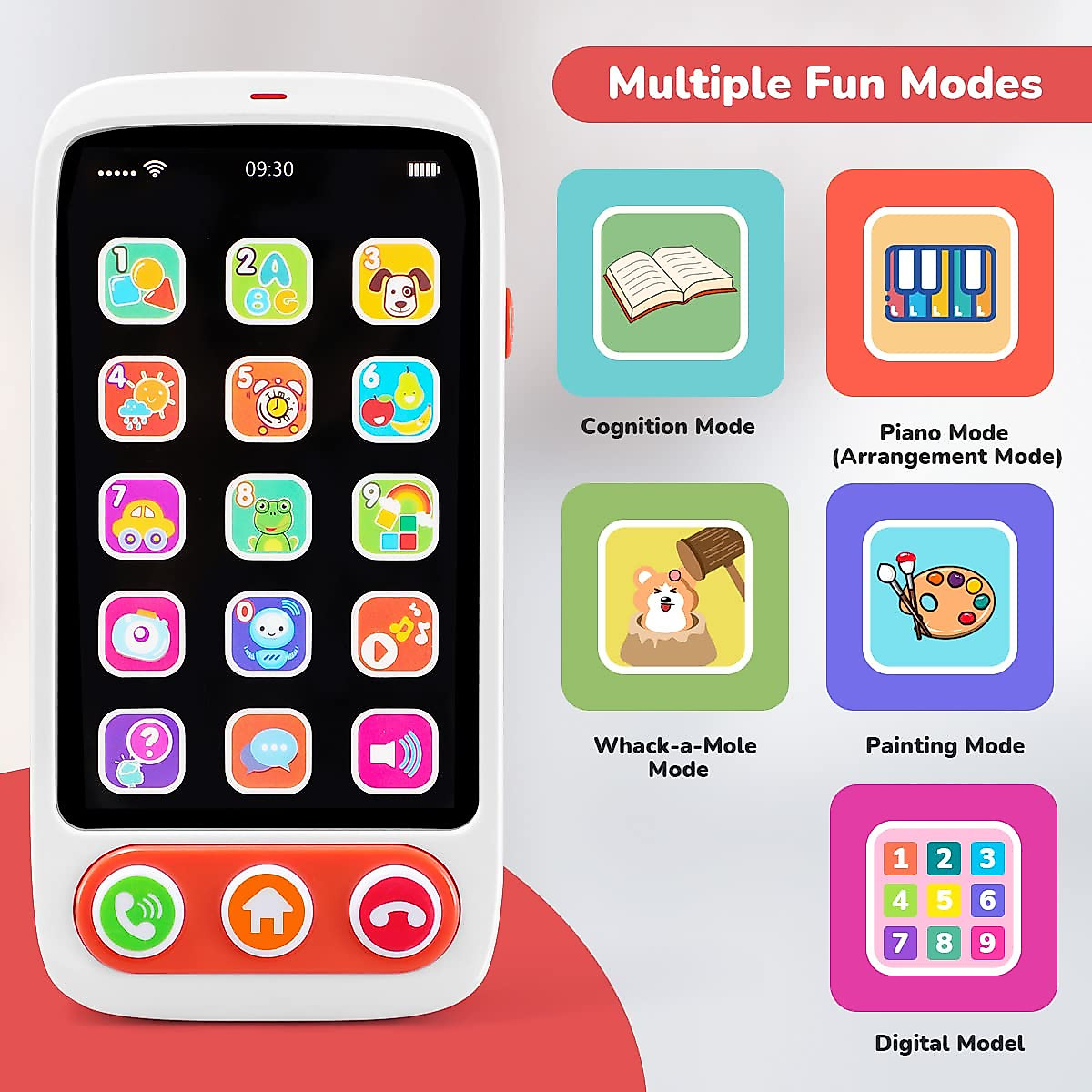 BABBYO Baby Toy Phone with Big Touch Screen & Toy Remote Control for Baby,Play Phones for Kids & Toy Remote for Baby