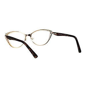 PASTL Womens Reading Glasses Magnified Readers Cateye Spring Hinge Rose Gold +2.25