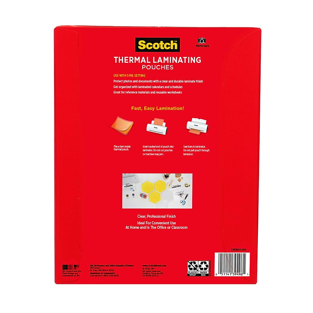 Scotch Thermal Laminating Pouches Premium Quality, 5 Mil Thick for Extra Protection, 100 Pack Letter Size Laminating Sheets, Our Most Durable Lamination Pouch, 8.9 x 11.4 inches, Clear (TP5854-100)