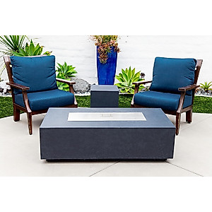 AMS Creations | Chelsea 55 inch Rectangular Wavy Dark Gray Concrete GFRC Natural Gas Fire Table Pit