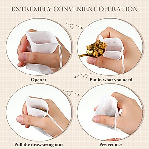 Zubebe 2400 Pcs Disposable Tea Bags Drawstring Empty Tea Bags for Loose Tea Natural Tea Filter Bags White Fillable Tea Bags for Loose Tea Coffee, 2.76 x 3.54 inches